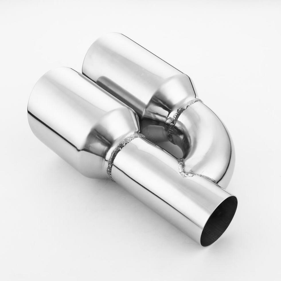 Quad 4" Out Offset 2.5" In 12" Long Exhaust Tips Dual Wall Stainless ...
