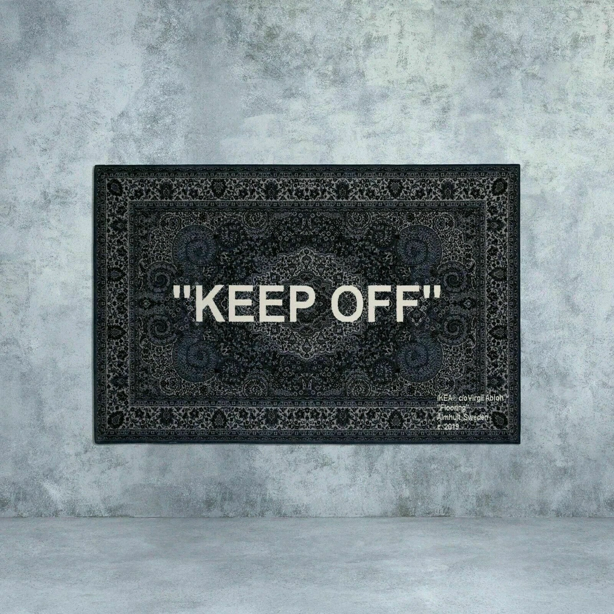 Virgil Abloh X IKEA KEEP OFF Rug 200x300 CM Grey/White USED