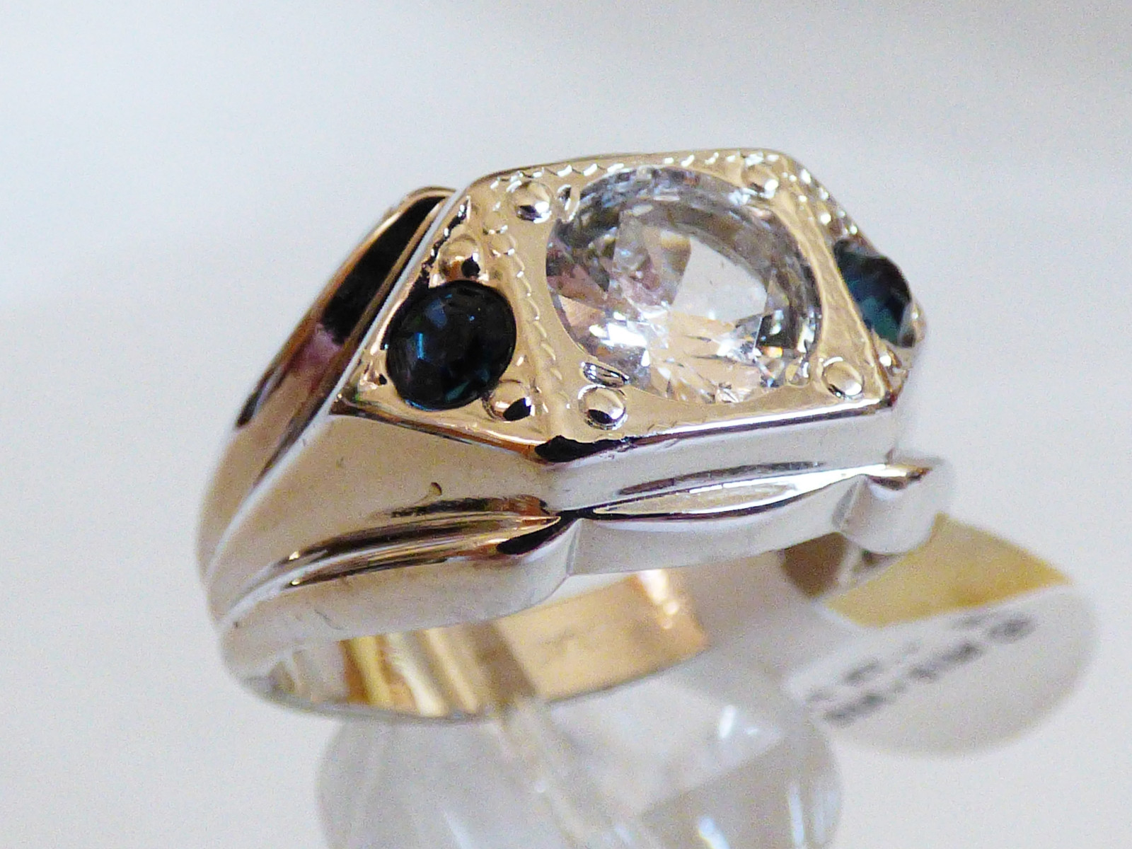VTG NW 14k White Gold Electroplate Uncaclad Synthetic Diamond Sapphire ...