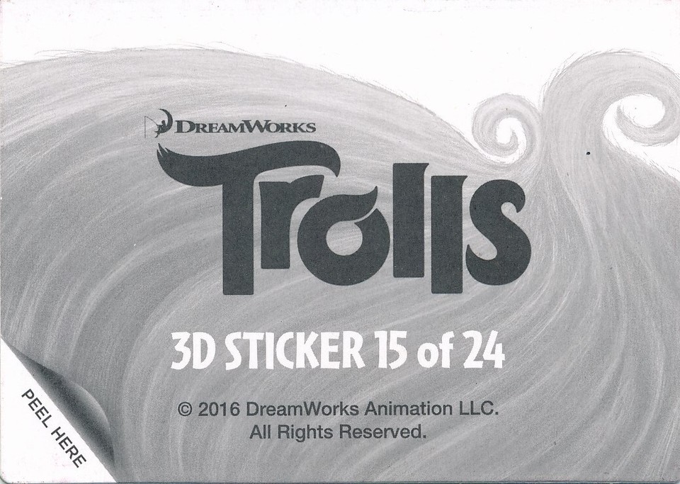 2016 Trolls 3D Lenticular Sticker Card Guy Diamond & Cooper #15 A2065 ...