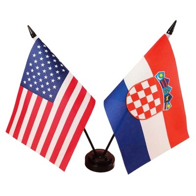 America & Croatia Friendship Twin Desk Flag, US Croatia Table Flags, 8 ...