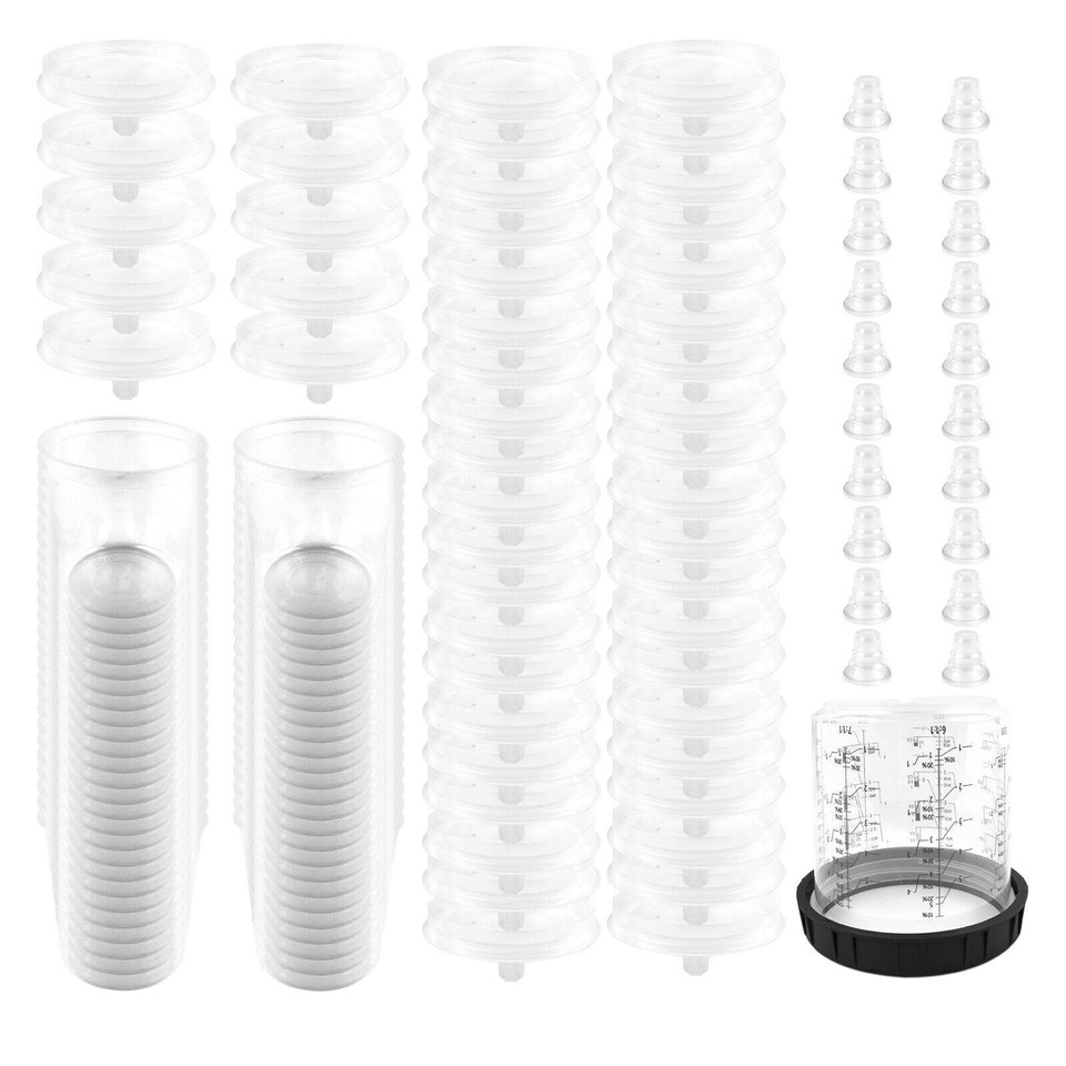 50pack PPS CUPS Disposable Paint Spray Gun Cup Liners and Lid System ...