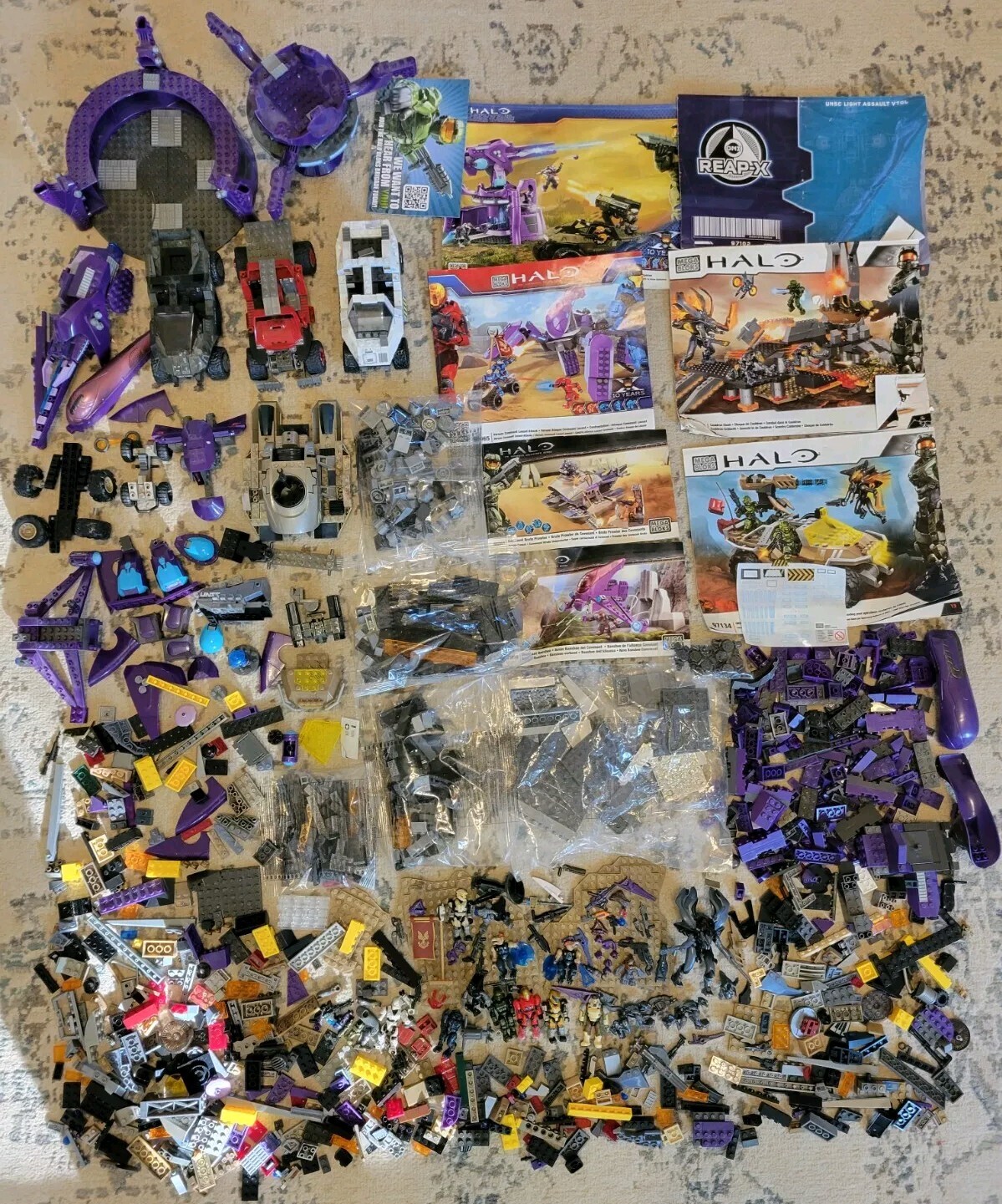 Halo Mega Bloks Construx Set Parts Lot Rockethog Versus AA Gun Cauldron ...