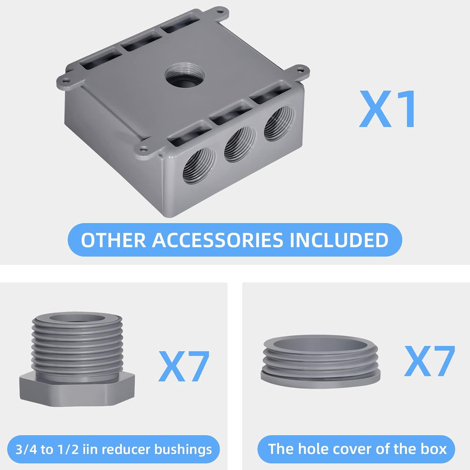 Two Gang Electrical Box IP65 Weatherproof PVC Junction for 1/2 3/4 ...