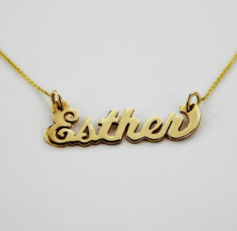 14K Solid Yellow Gold Handmade Personalized/Custom Year Pendant with ...