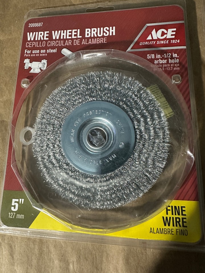 NEW ACE TOOLS 2 PIECE 5" WIRE WHEEL FINE & COARSE FOR A BENCH GRINDER ...