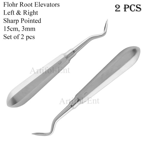 Dental Root Elevators Flohr Left Right 15cm, 3mm Sharp Pointed Set of 2 pcs | eBay