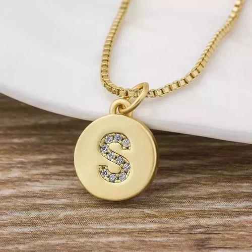 1Ct Round Cut Lab-Created Diamond Letter "S" Pendant 14K Yellow Gold ...