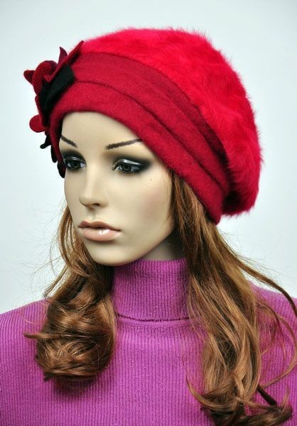 M72 NEW Wool Rabbit Fur Fashion Women's Winter Hat Beanie Cap Flowers ...