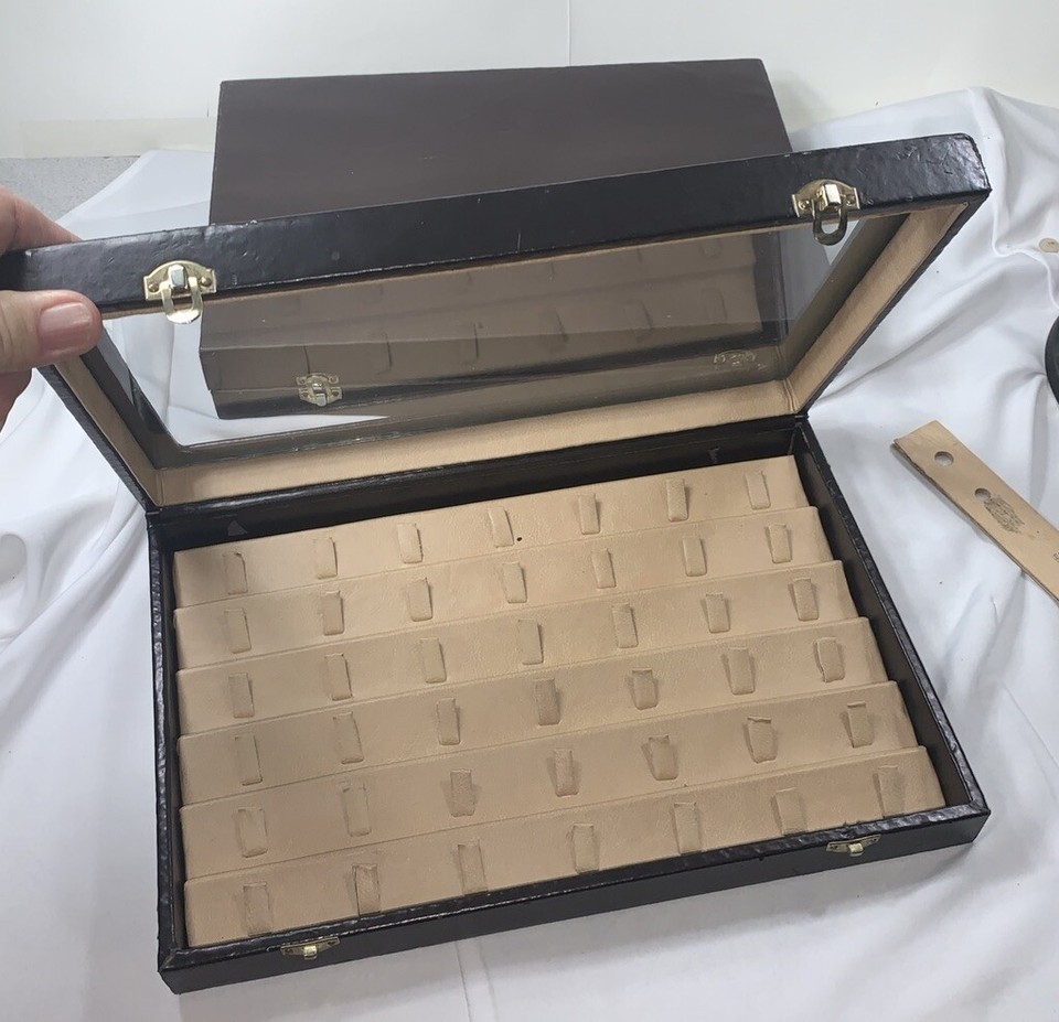 Jewelry Ring Display Cases Lot Of 2 Glass Window 12”x8”x2” | eBay