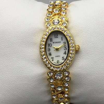 WINCCI Womens Dress Watch 18mm Gold Tone Crystal Bracelet Oval New ...
