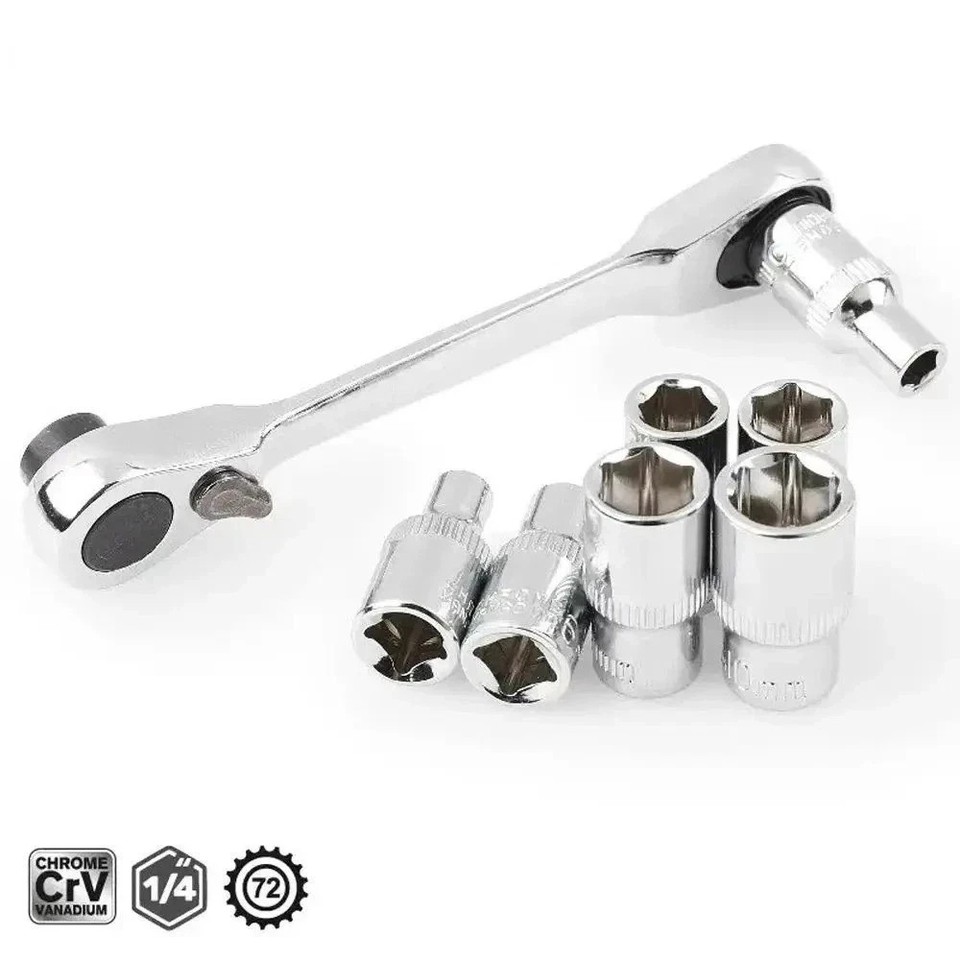 1/4" Mini Double-Ended Quick Socket Ratchet Wrench Rod Screwdriver Bit ...