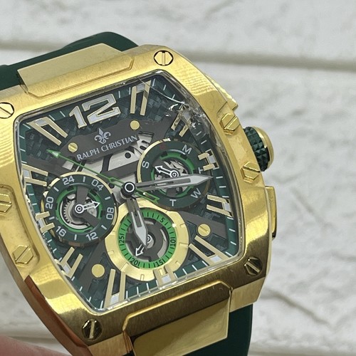 Ralph Christian Intrepid Chronograph Green/Gold Wrist Watch~Broken ...