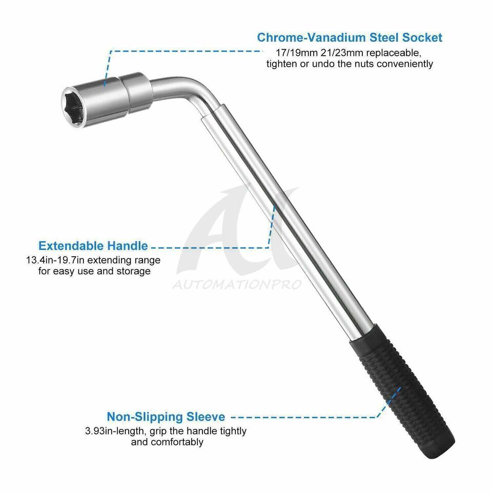 Telescoping Lug Wrench Standard Sockets Breaker Bar Wheel Tire Rim Lock ...
