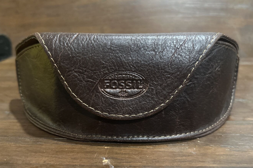 Fossil Brown Leather Glasses Case Magnetic Closure Sunglasses | eBay