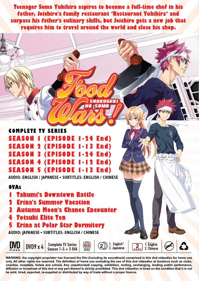 DVD Food Wars! Shokugeki No Soma Season 1-5 (Vol 1-86 End)+ 5 OVA ...