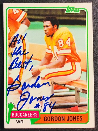 Tampa Bay Buccaneers GORDON JONES auto autograph signed RC ROOKIE 1981 ...