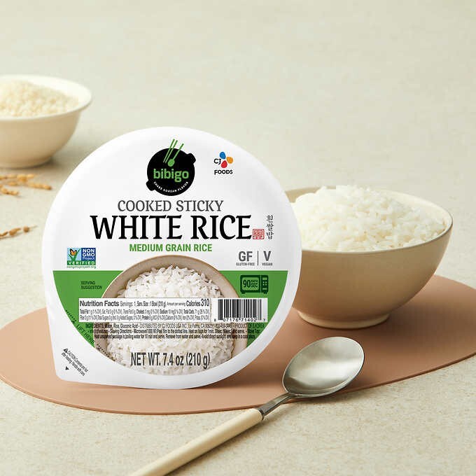 Bibigo 5x Cooked Sticky White Rice Bowls Medium Grain 7.4 oz Gluten ...