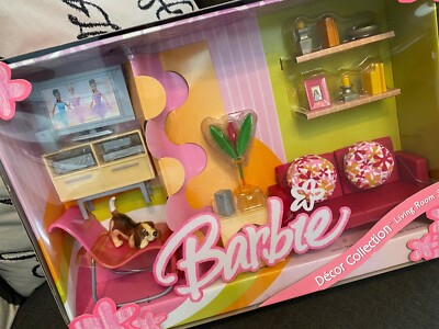 Barbie Decor Collection Living Room Set 2005 COUCH CHAIR DOG TV STAND ...