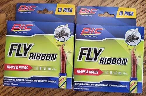 New 2 PIC Sticky Fly Ribbons 10 Per Pack (20 Total) Traps Flies & Holds ...