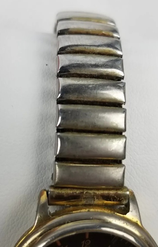 Vtg EDISON QUARTZ Ladies Watch Black Dial With Gold & Silver Tones ...