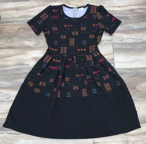 Lularoe Black Aztec Amelia Dress Size Large | eBay