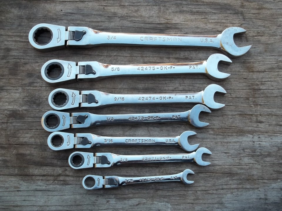 7 Craftsman Tool SAE Flex Head Combination Ratchet Wrench 3/4" to 5/16 ...
