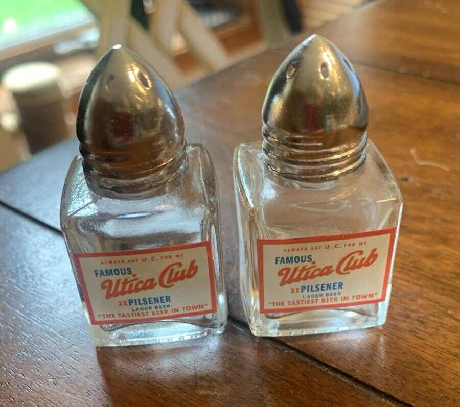 Utica Club travel size glass salt & pepper shakers | eBay