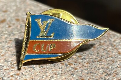 Louis Vuitton Cup logo flag Pin Brooch in Metal Gold/Blue/Red - New | eBay