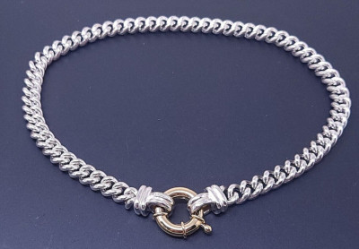 Vintage Givenchy Silver tone Snake Chain Collar Necklace 15" GP Clasp ...