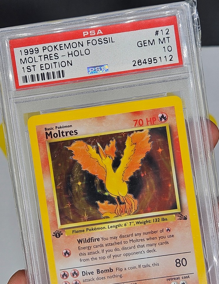PSA 10 GEM MINT Moltres Fossil 1st Edition Holo 1999 Pokemon WOTC | eBay