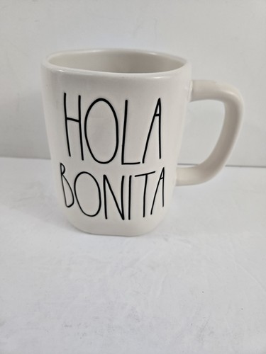 HOLA BONITA RAE DUNN Coffee Mug Ceramic large white Magenta 202 Artisan ...