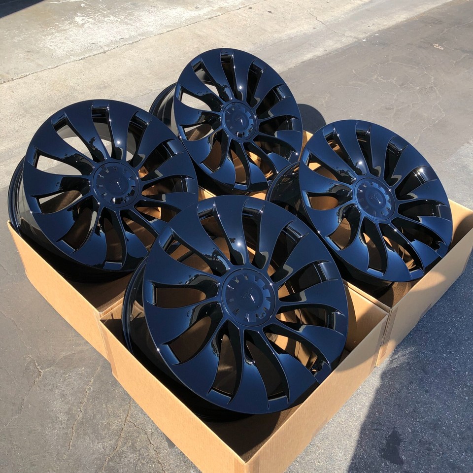 21" OEM FACTORY ORIGINAL RIMS TESLA MODEL Y UBERTURBINE GLOSS BLACK ...