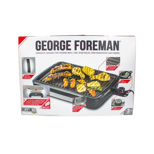 George Foreman 1600W Smokeless Electric Grill NonStick, BBQ & Panini ...