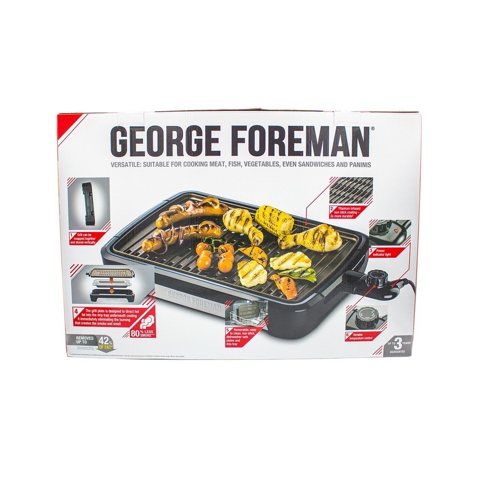 George Foreman 1600W Smokeless Electric Grill NonStick, BBQ & Panini ...