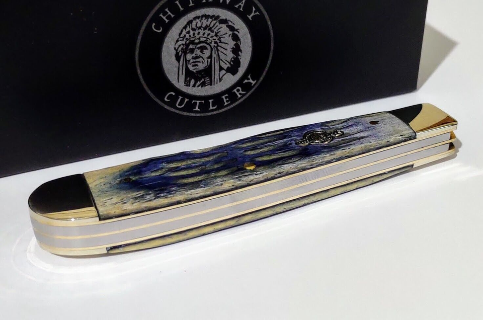 20TH ANNIVERSARY CHIPAWAY TRAPPER HUNTING POCKET KNIFE W/ DISPLAY CASE ...