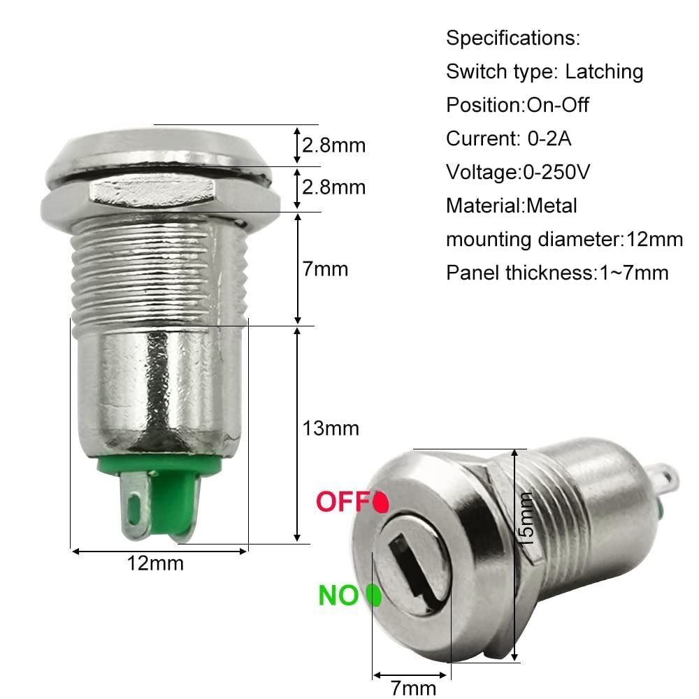 5pcs 12mm Key Switch Metal High Quality | eBay