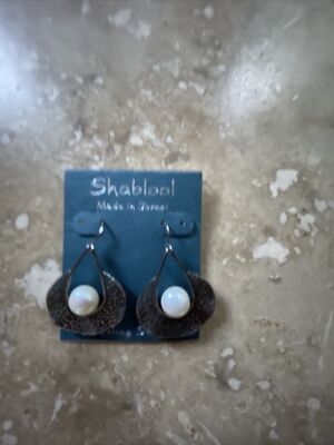 Designer Shablool Didae Israel Sterling Silver Pearl Dangle Earrings ...