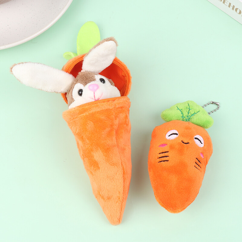 Mini Cute Rabbit In Carrot Plush Toys Keychain Bunny Pendent Stuffed ...