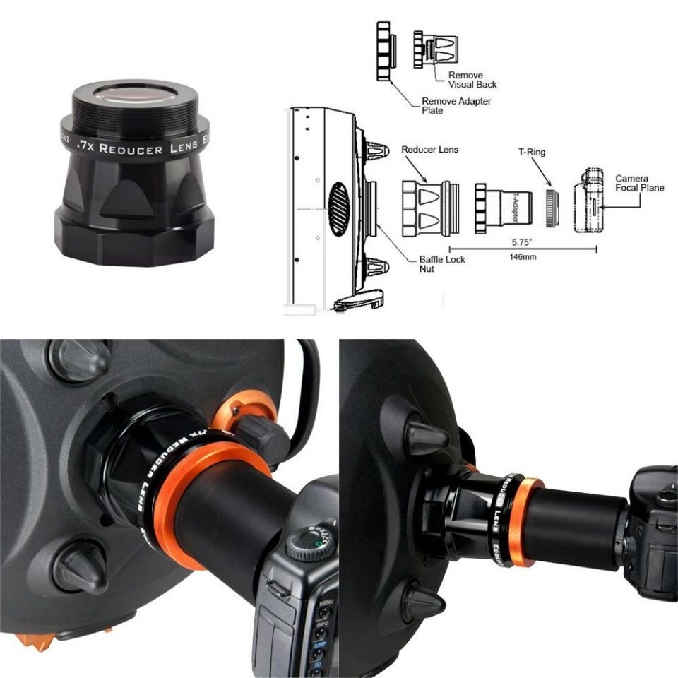 Celestron 0.7x Focal Reducer for Celestron 8" Edge HD Scopes and ...