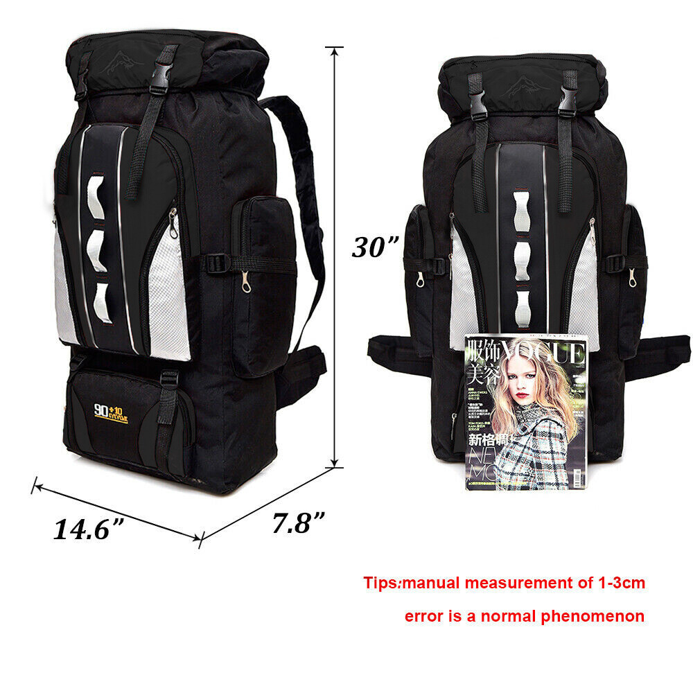 100L Extra Large Rucksack Hiking Camping Waterproof Backpack Travel ...