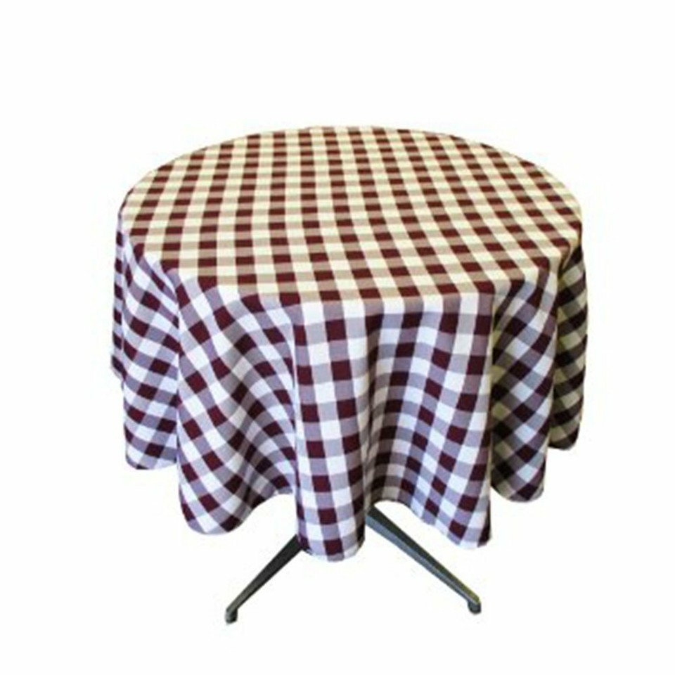 Round Checkered Tablecloth 30",36", 45", 54", 58" Restaurant, coffee ...