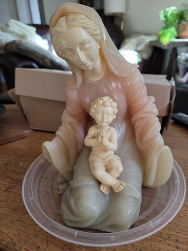Vintage GINO RUGGERI Bianchi Italy Pink Alabaster Resin Madonna Mary ...