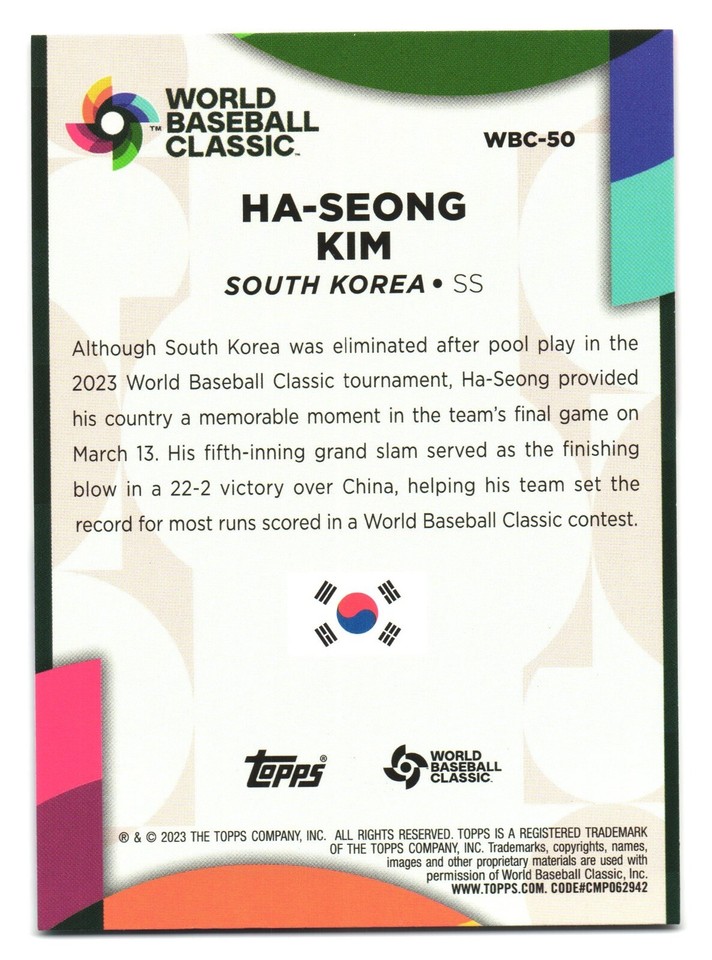 2023 Topps Series 2 #WBC-50 Ha-Seong Kim SOUTH KOREA World Baseball ...