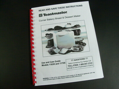 Toastmaster Bread Machine Manual Model 1188, 1189s | eBay
