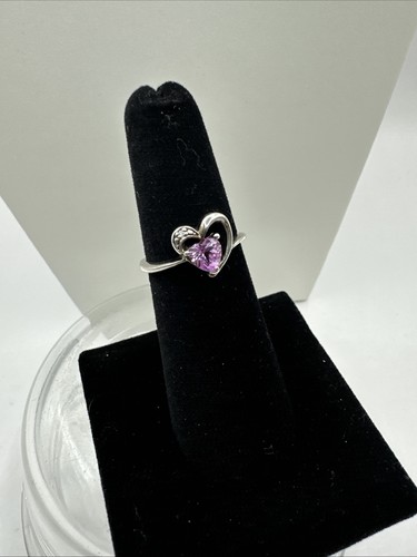 Vintage Sterling Heart Shape Pink Ice Ring Sz 6 | eBay