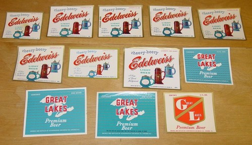 12 beer labels from Chicago, Illinois, Schoenhofen Edelweiss Co ...
