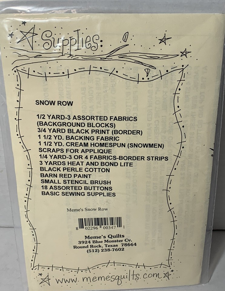 Meme’s quilts snow cabin quilt pattern mq#347 applique Snow Row | eBay