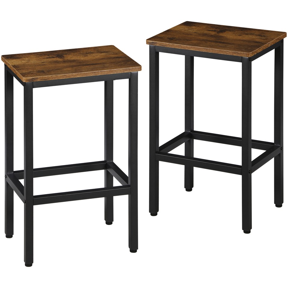 Bar Stools Set of 2 Counter Height 25.6" Backless Dining Stool Wood Top ...