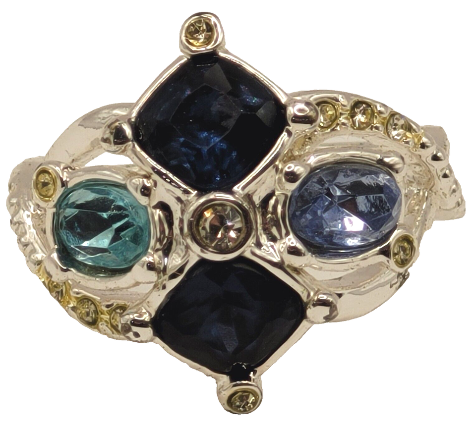Entwined Shimmer Ring Avon 2014 Cool Blue Shaded Rhinestone Silver Tone ...